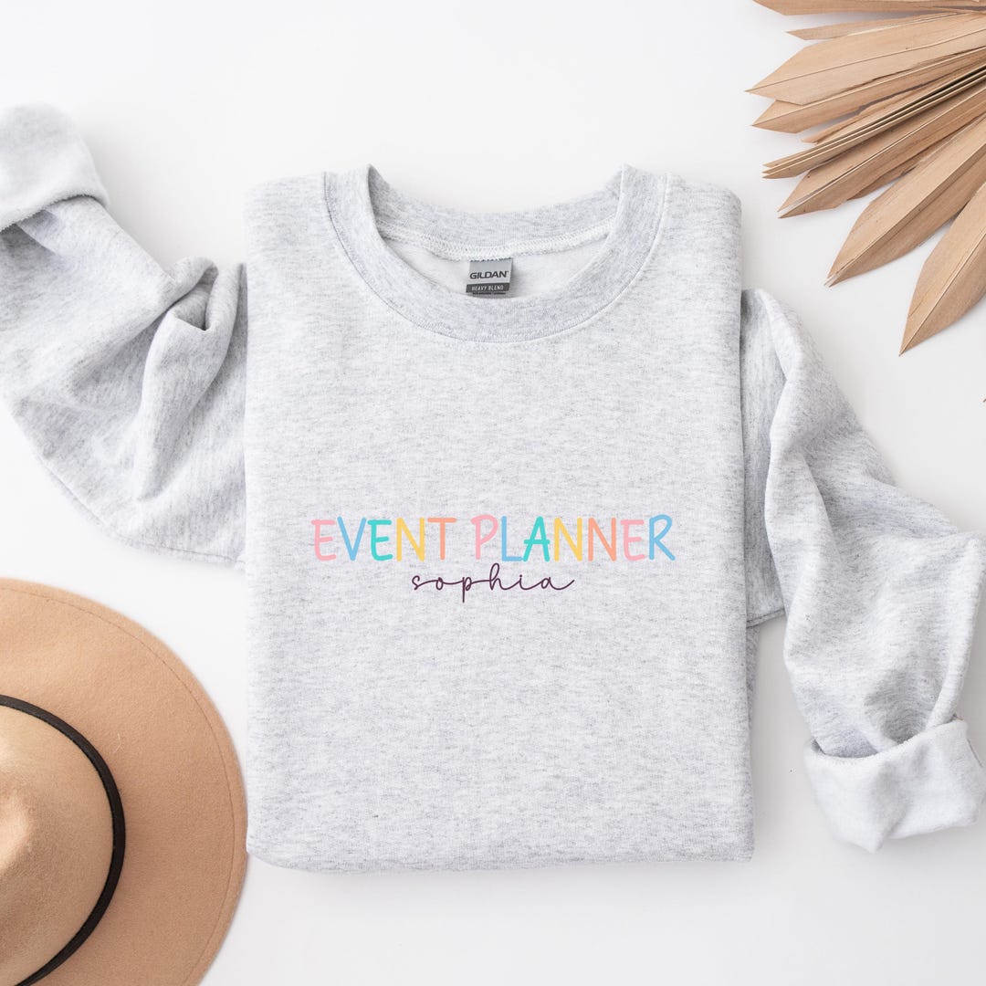 Personalized Event Planner Shirt, Custom Name Crewneck Tee, Colorful ...