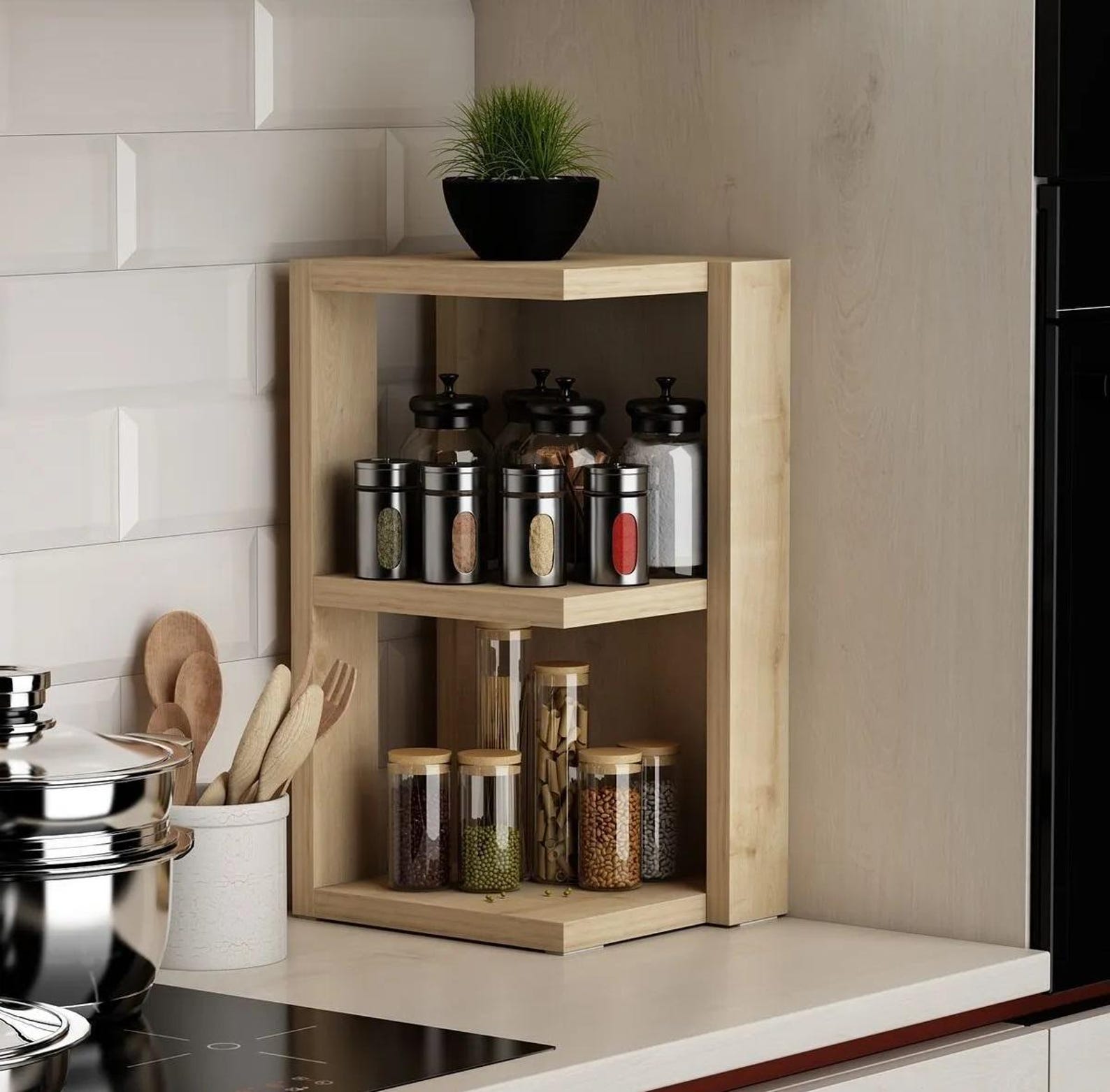 Modern 2-tier Kitchen Spice Rack: Countertop Organizer - Etsy
