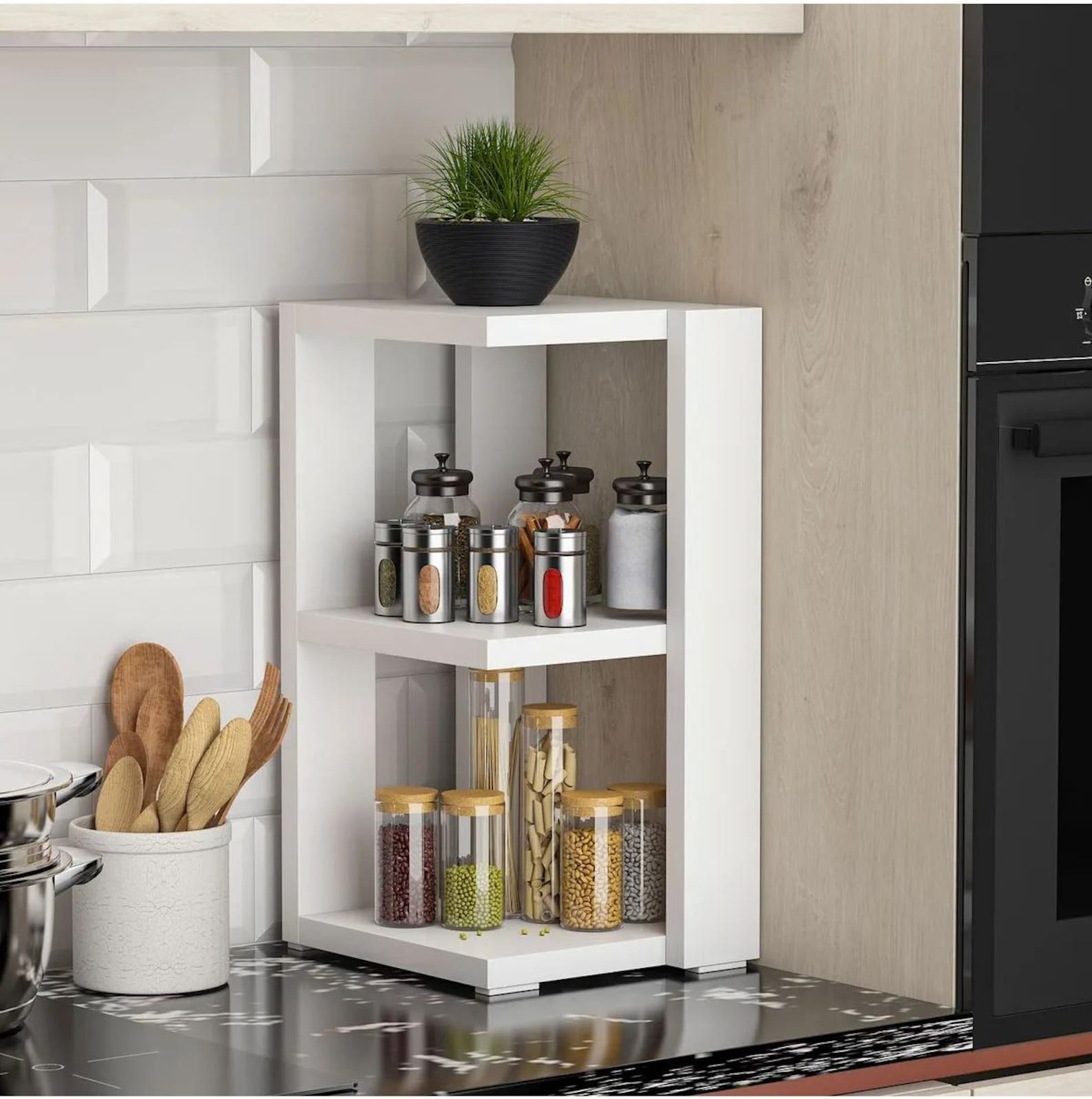 Modern 2-tier Kitchen Spice Rack: Countertop Organizer - Etsy