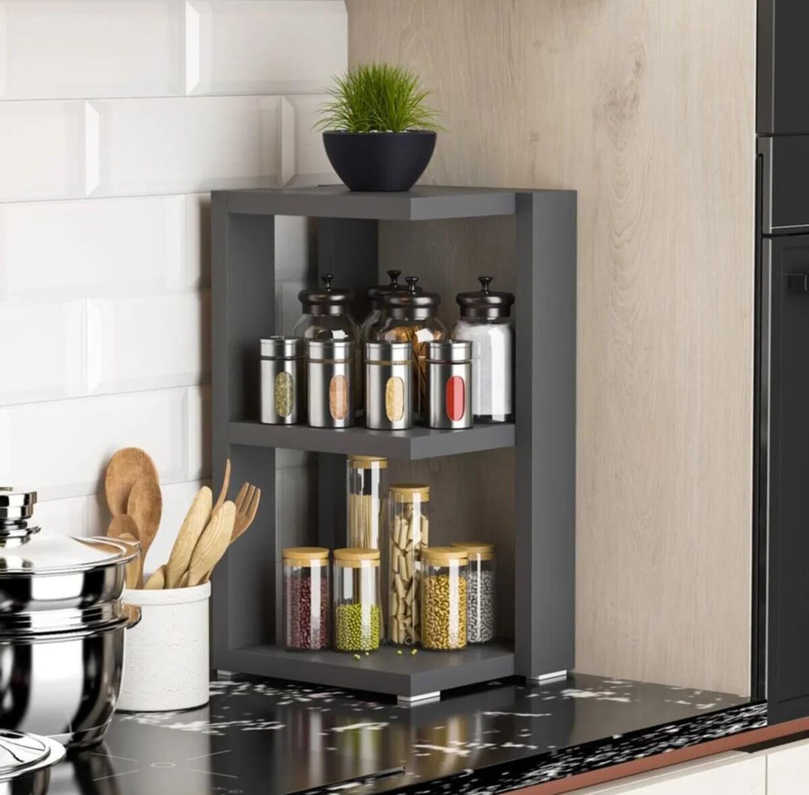 Modern 2-tier Kitchen Spice Rack: Countertop Organizer - Etsy