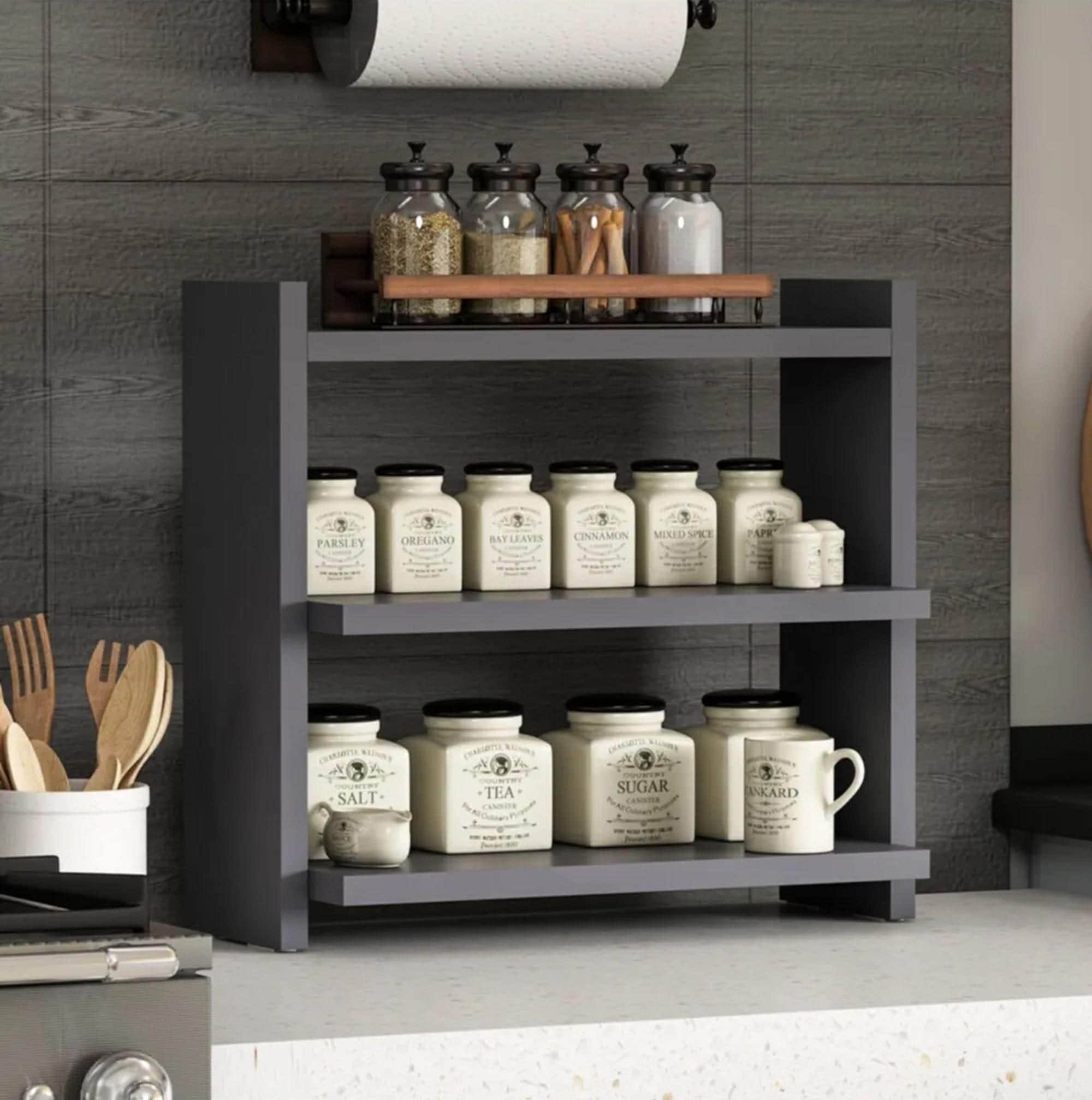 Minimalist Wooden Spice Rack: 2-tier Countertop Organizer - Etsy
