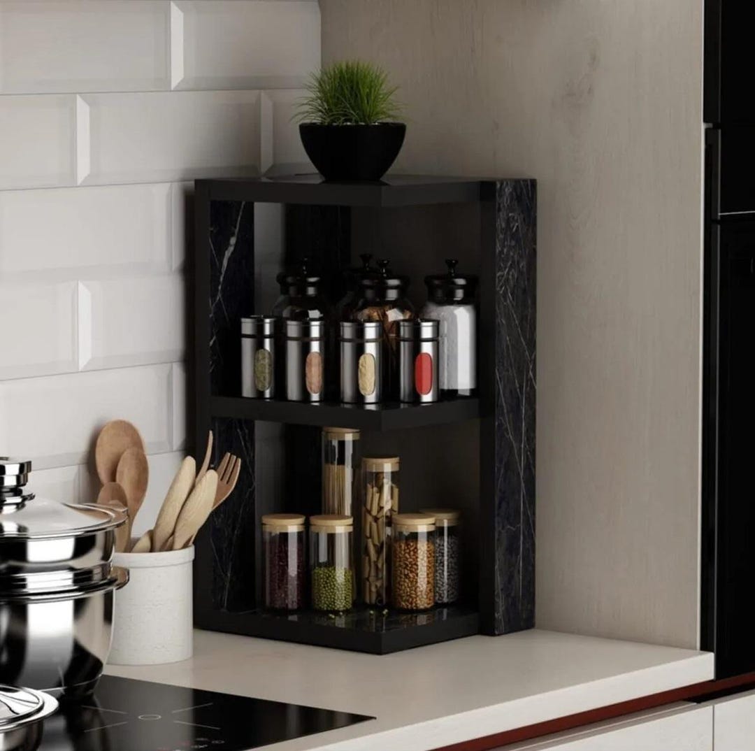 Modern Kitchen Spice Rack Shelf / 2 Tier Organizer / Luxury Countertop ...