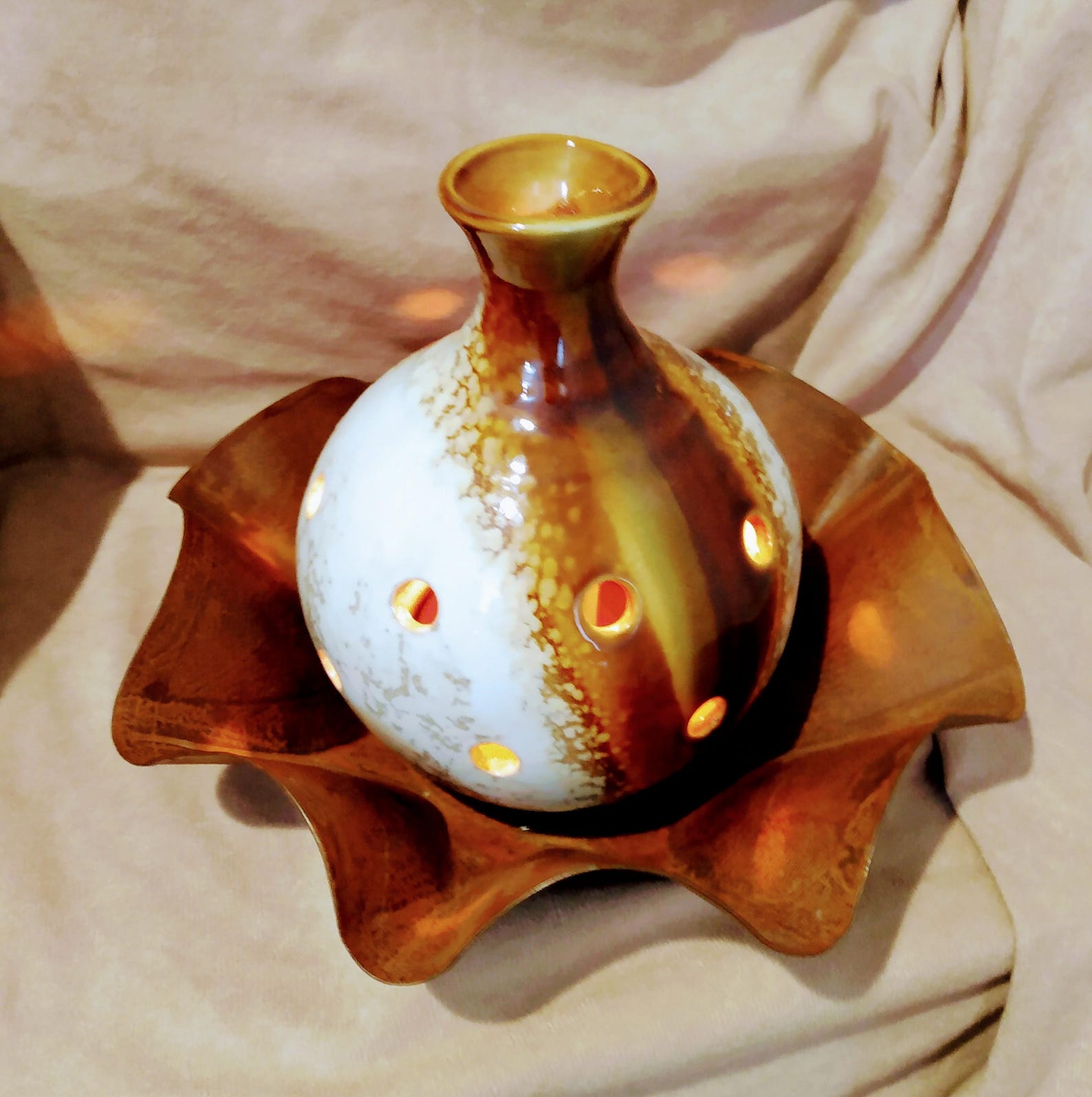 Repurposed Ceramic Jar With Metal Base Night Light - Etsy