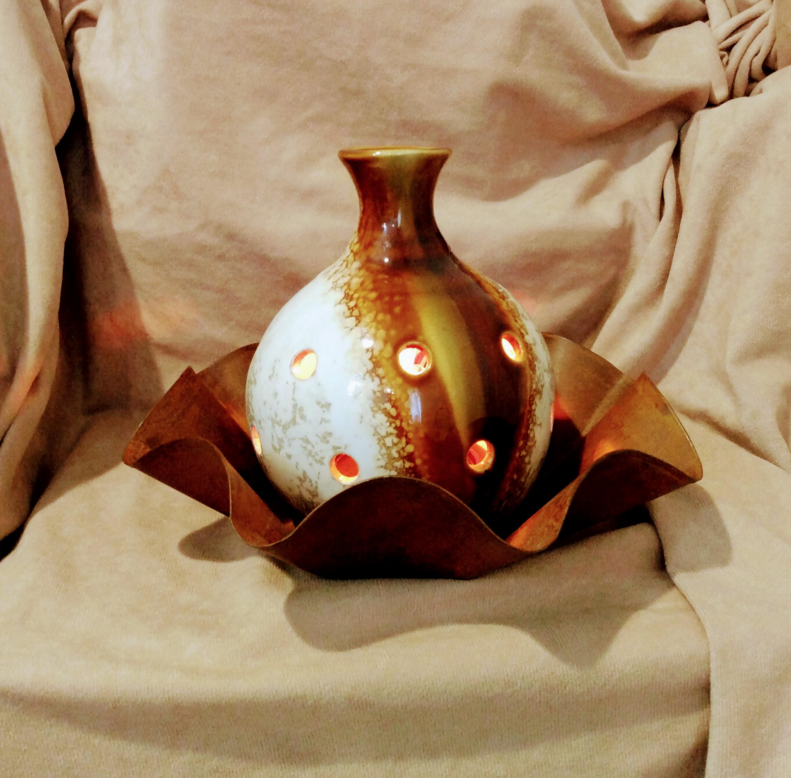 Repurposed Ceramic Jar With Metal Base Night Light - Etsy