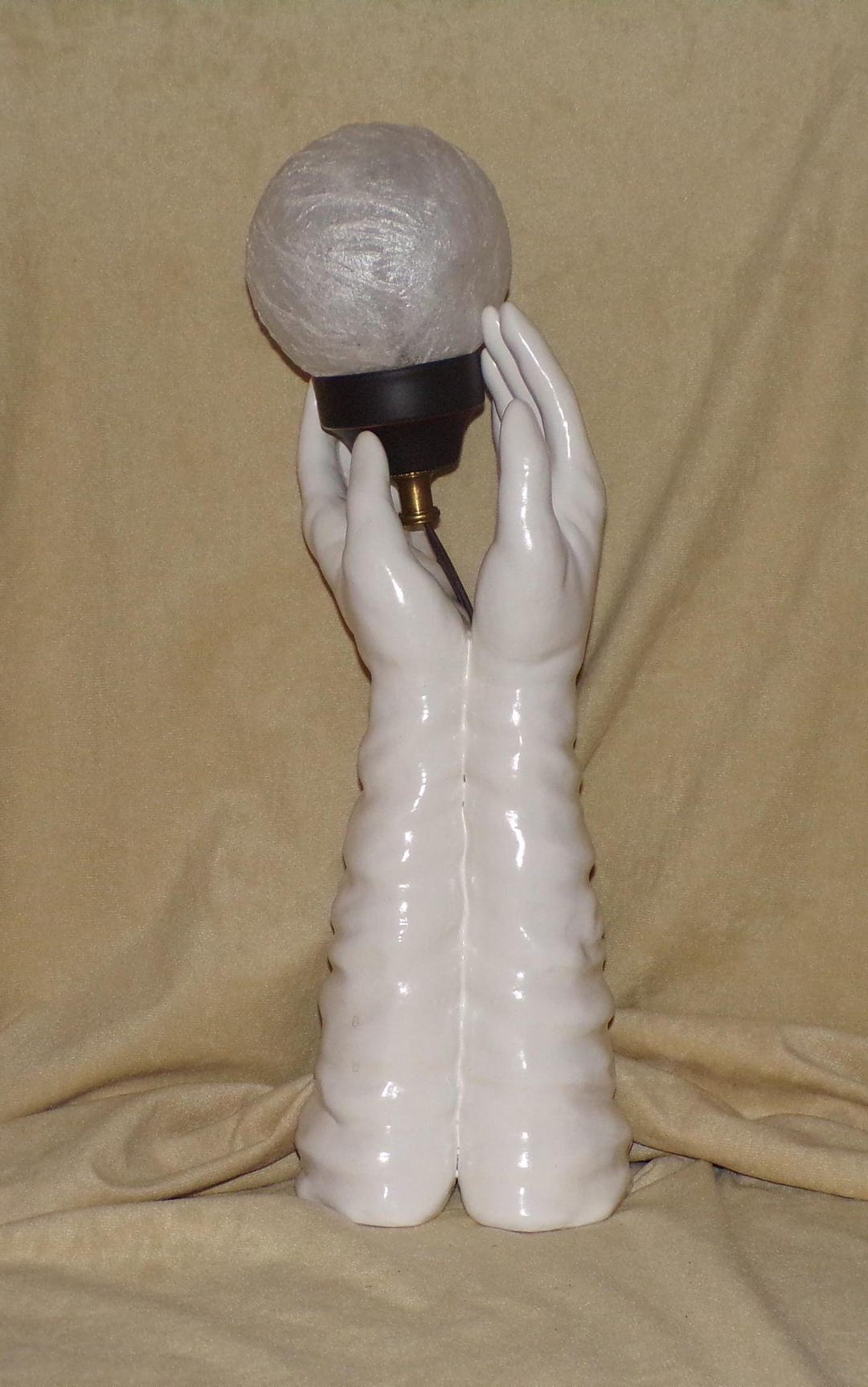 Repurposed White Ceramic Hands Night Light With Plastic Globe - Etsy