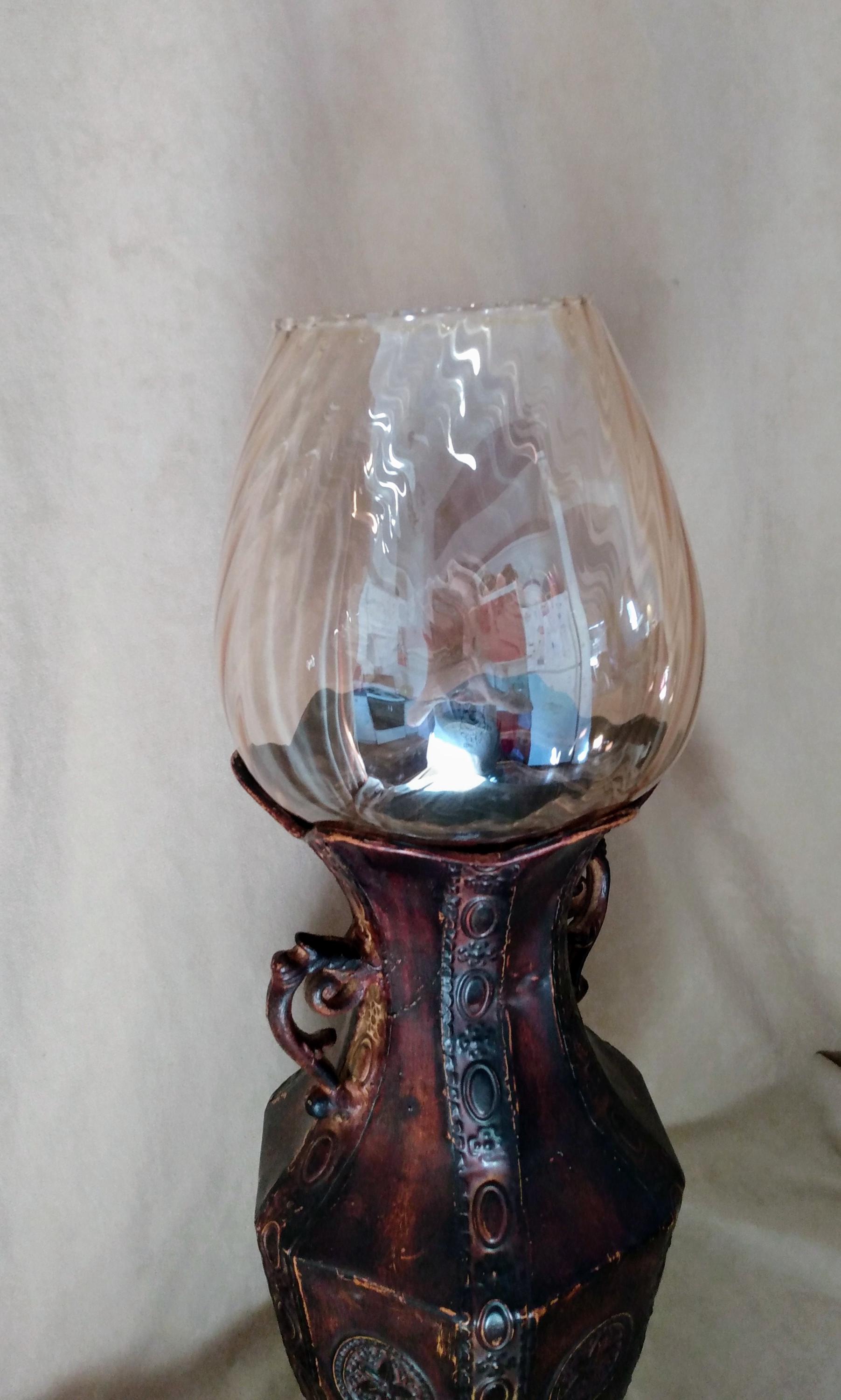 Repurposed Metal Vase With Glass Globe - Etsy