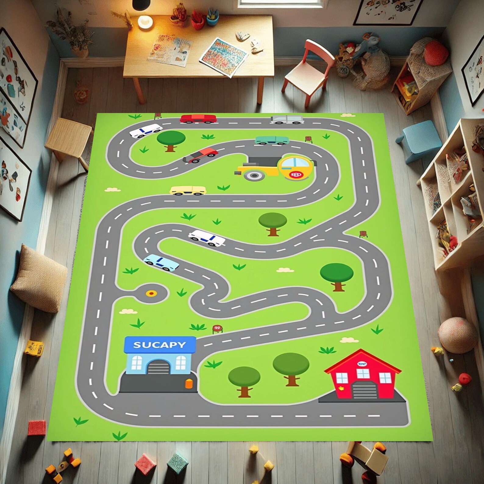 Kids Car Road Play Rug: Non-slip Educational Traffic Rug - Etsy