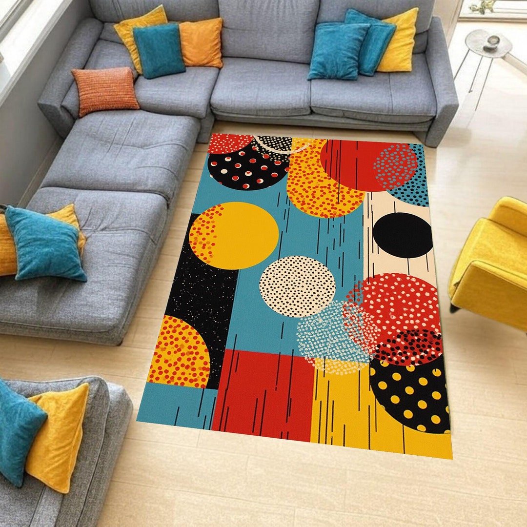 Colorful Geometric Rug, Modern Abstract Rug, Artistic Home Decor ...