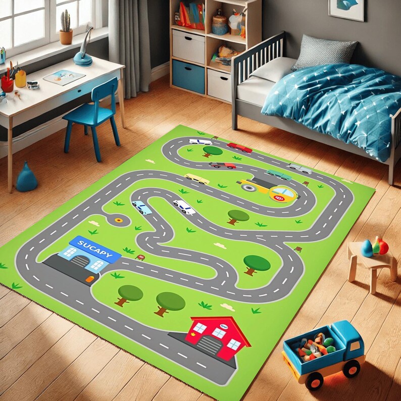 Kids Car Road Play Rug: Non-slip Educational Traffic Rug - Etsy