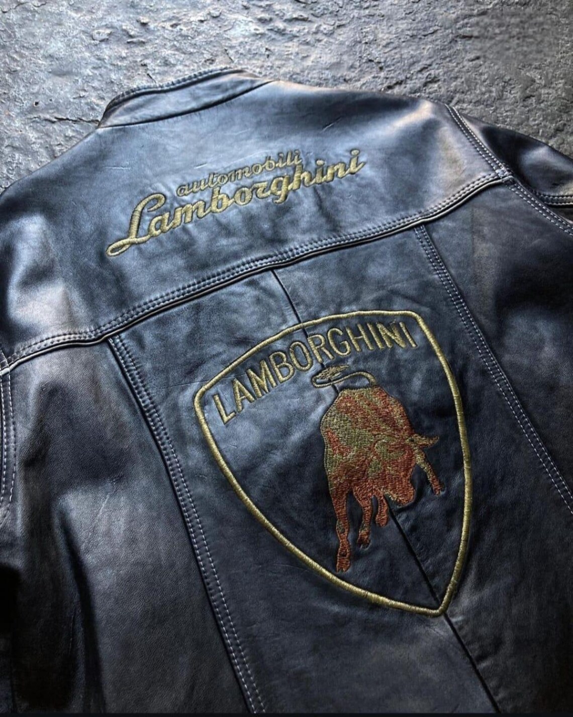 Lamborghini Leather Jacket Handmade Leather Jacket Biker Leather Jacket Bull Embroidered Racing ...