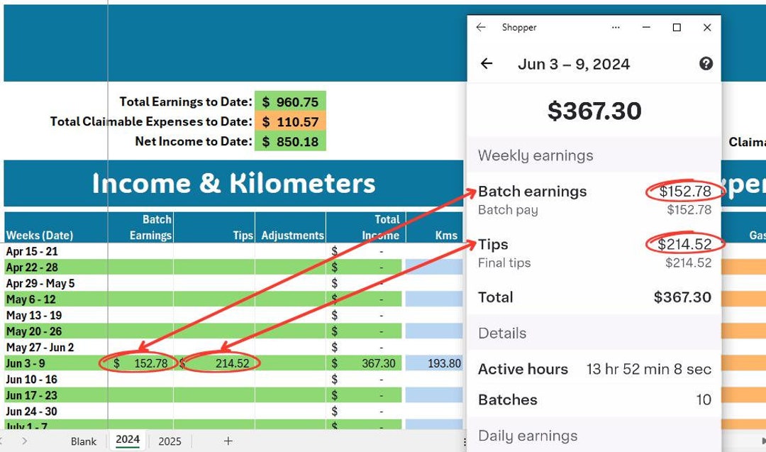 SIMPLE and Easy Instacart Income & Expense Tracker - Etsy