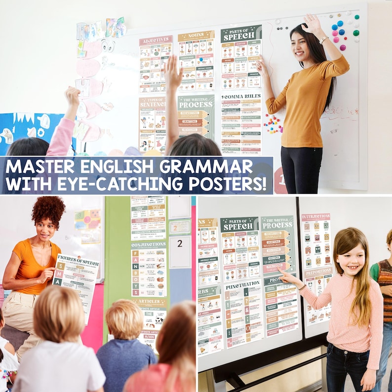 15pcs Boho Parts of Speech Poster Bundle - Educational English Grammar ...