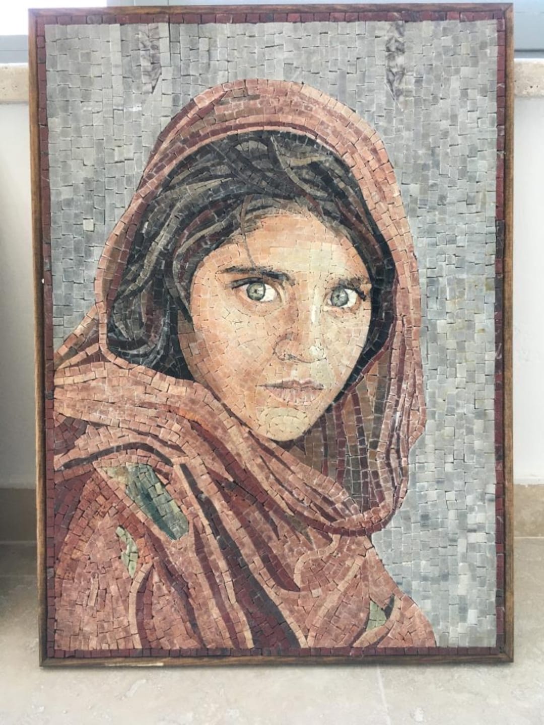 Mosaic Stone Artwork, Afghan Girl - Time Magazine - Etsy