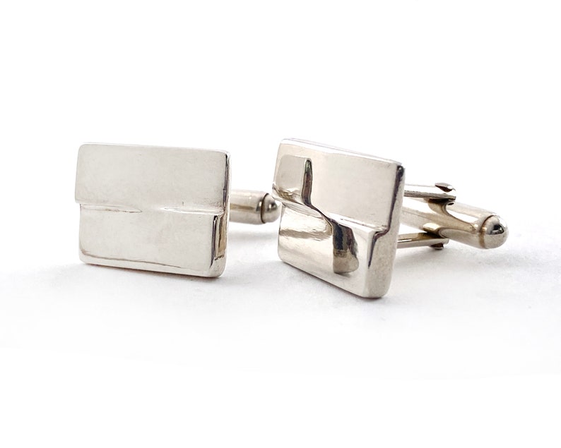 Sterling Silver Geometric Cufflinks Geometric Jewelry Modern Cuff Links ...