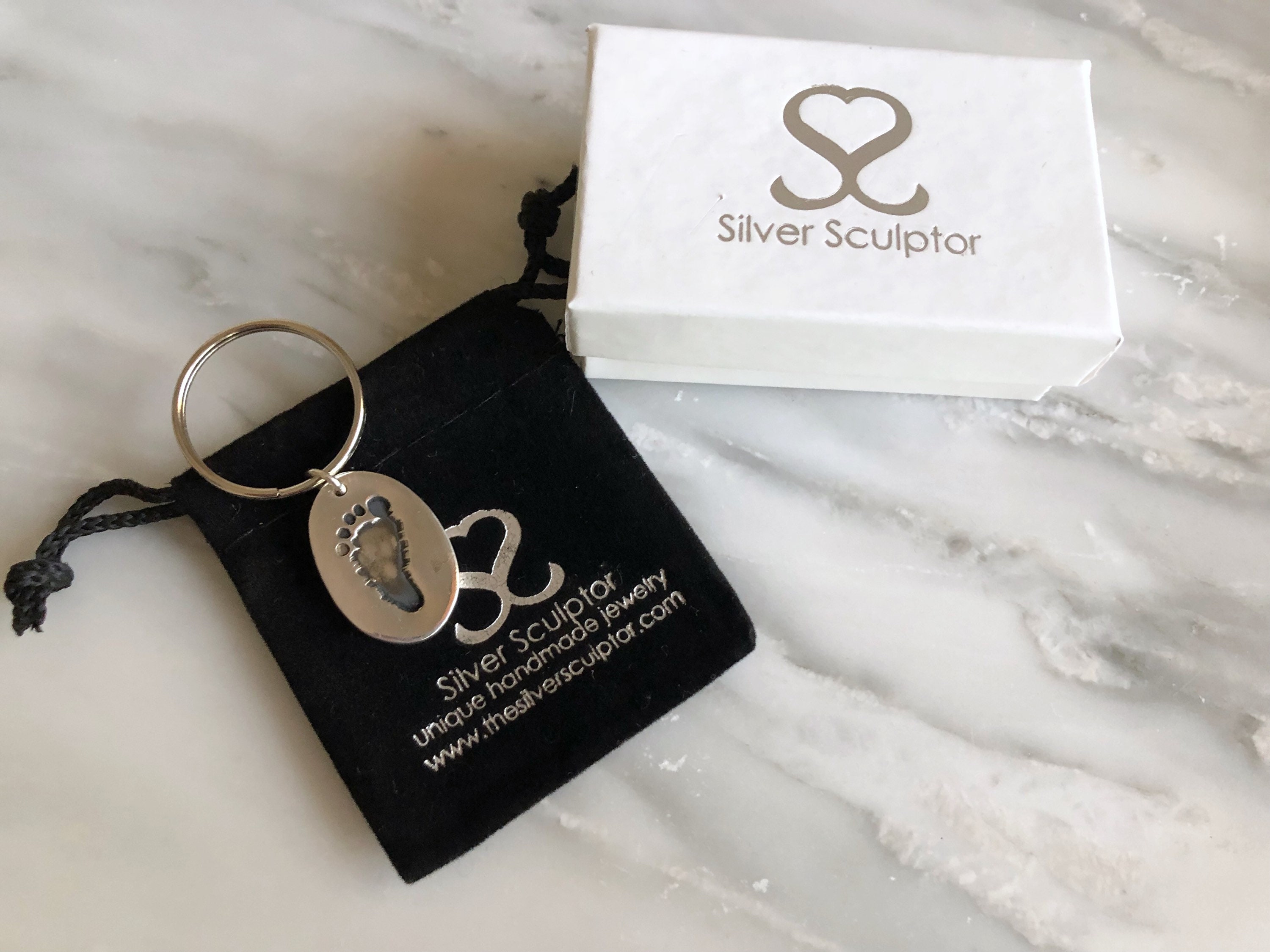 Oval Shaped Handprint Keychain Footprint Keychain | Etsy