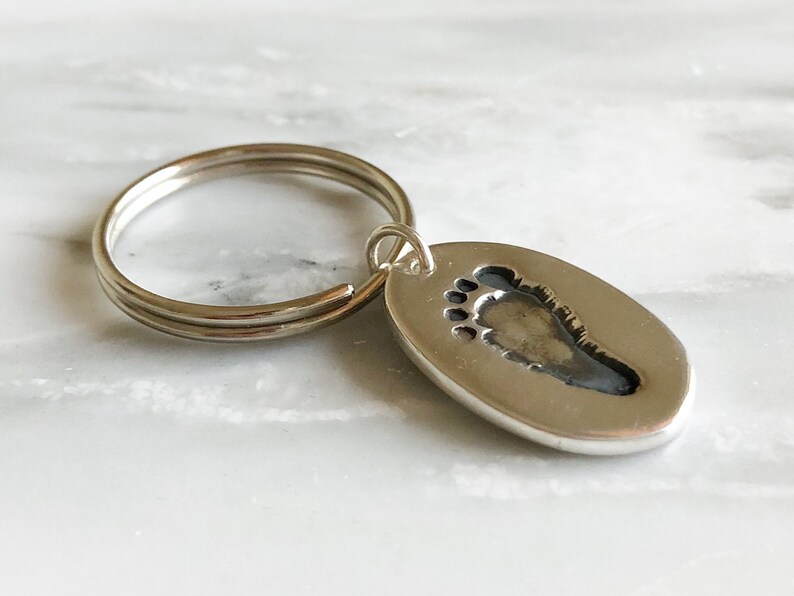 Oval Shaped Handprint Keychain Footprint Keychain | Etsy