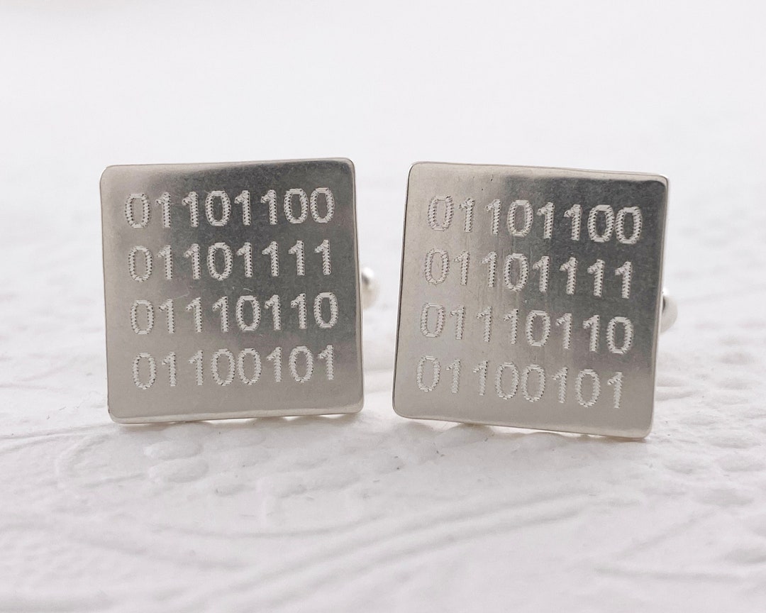Sterling Silver LOVE Binary Code Cufflinks Gifts for Techies - Etsy