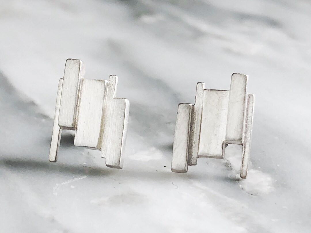 Abstract Studs Contemporary Sterling Silver Studs Basalt Column Studs ...