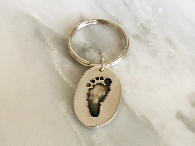 Oval Shaped Handprint Keychain Footprint Keychain | Etsy