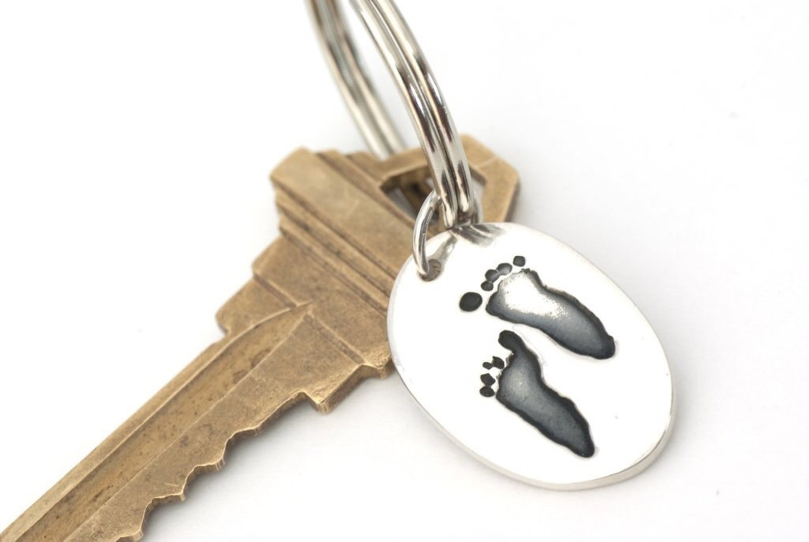 Oval Shaped Handprint Keychain Footprint Keychain | Etsy