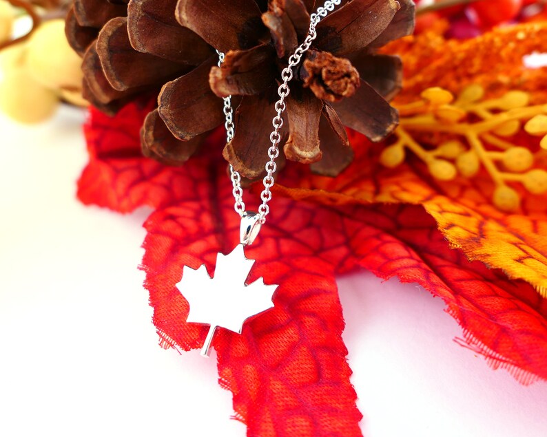 Maple Leaf Necklace Canadian Necklace Sterling Silver Canada Necklace ...