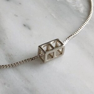 Two Stacking Cube Necklace Sterling Silver Minimal Necklace 3D Cube ...