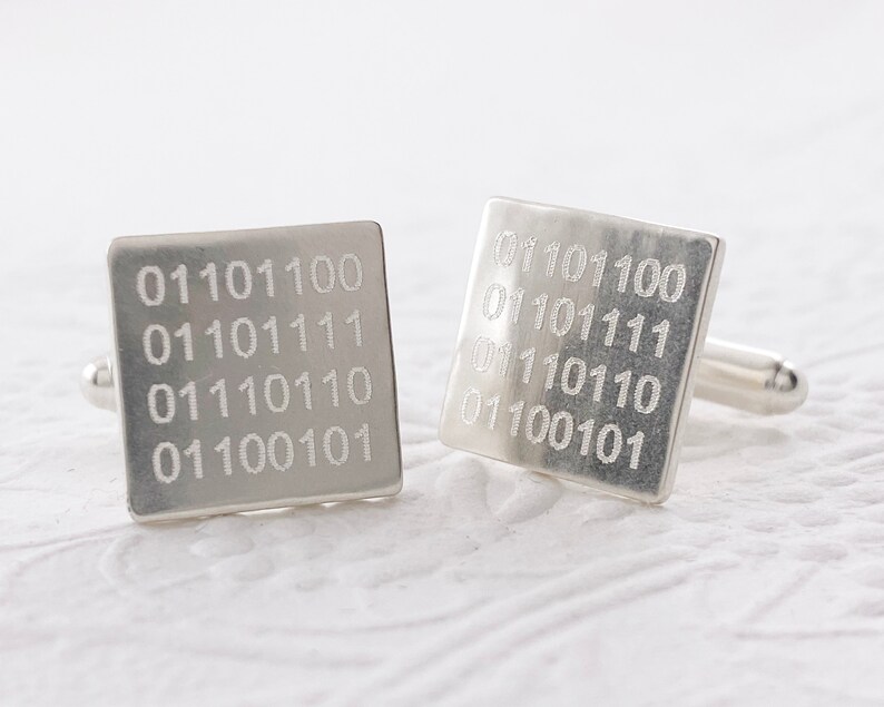 Sterling Silver LOVE Binary Code Cufflinks Gifts for Techies - Etsy