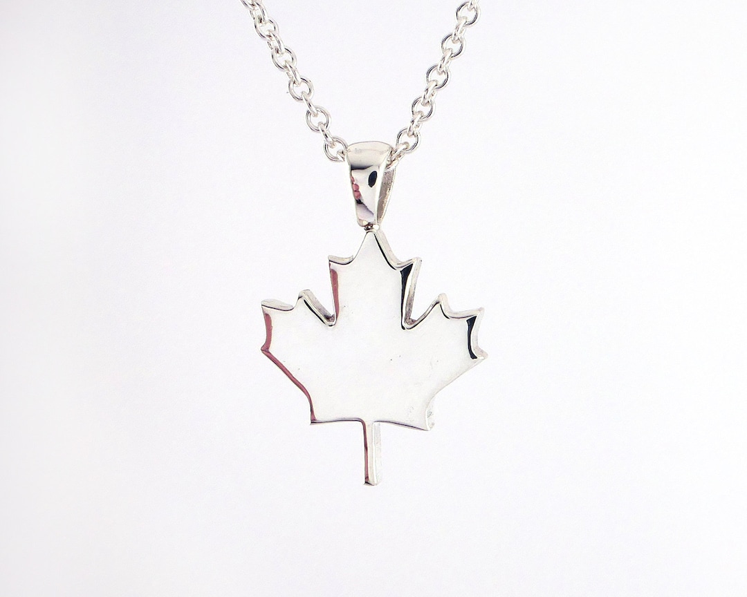 Maple Leaf Necklace Canadian Necklace Sterling Silver Canada Necklace ...