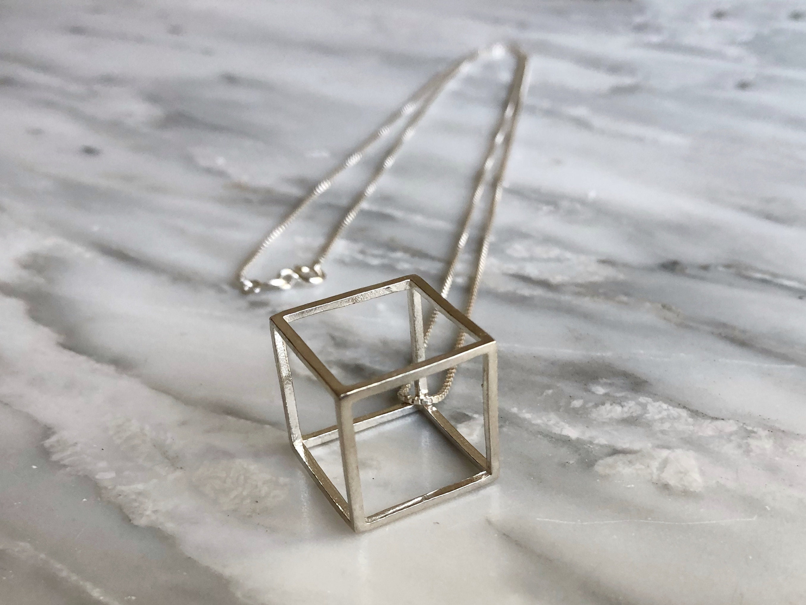 3D Cube Necklace Cube Pendant 3D Designed Necklace 3D Printed Necklace ...