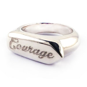 Sterling Silver Courage Ring Gift for Her Empowering Word of the Year ...