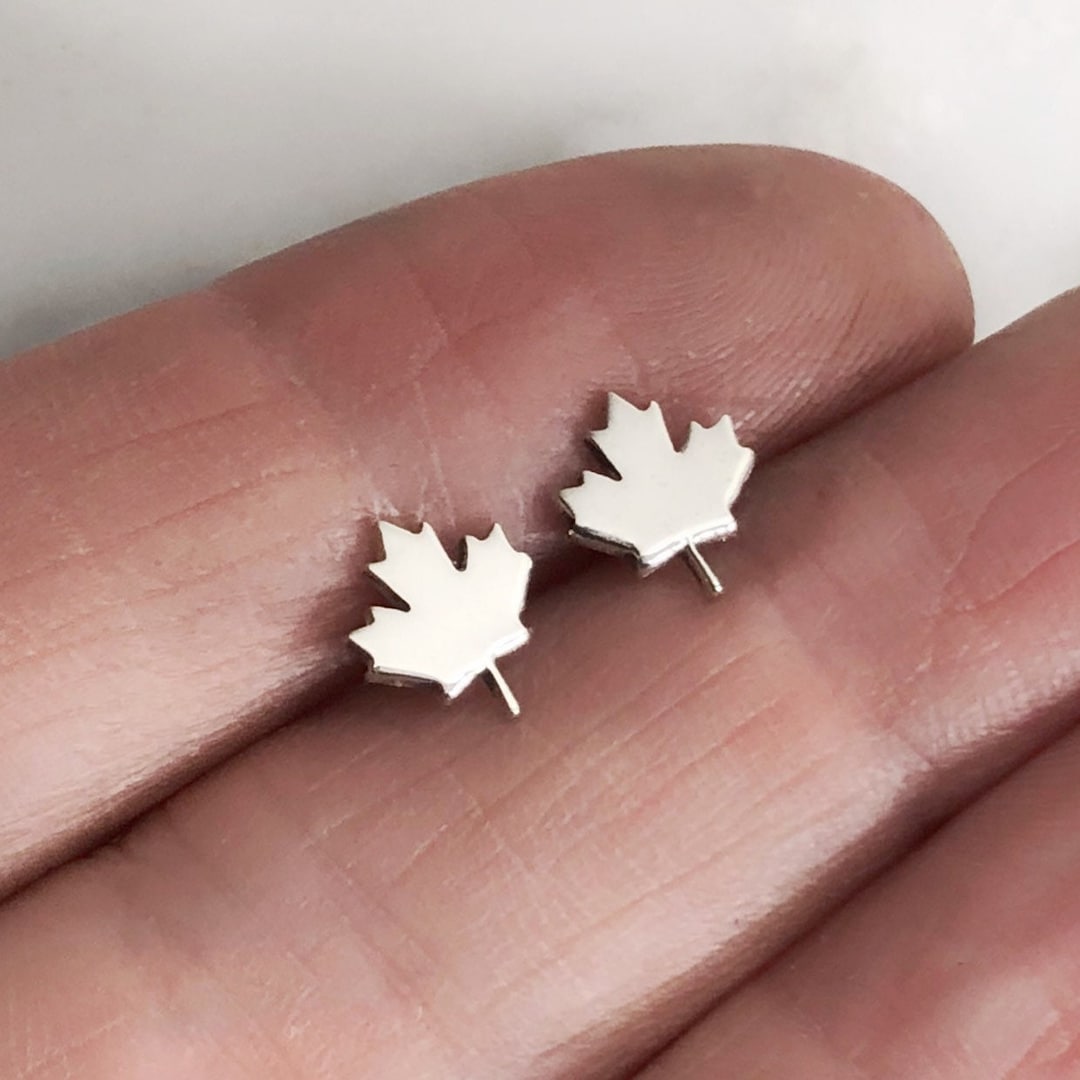 Maple Leaf Stud Earrings Maple Leaf Jewelry Sterling Silver Maple Leaf ...