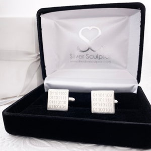 Sterling Silver LOVE Binary Code Cufflinks Gifts for Techies - Etsy