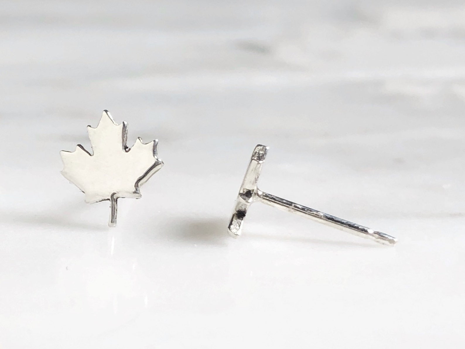 Maple Leaf Stud Earrings Maple Leaf Jewelry Sterling Silver | Etsy
