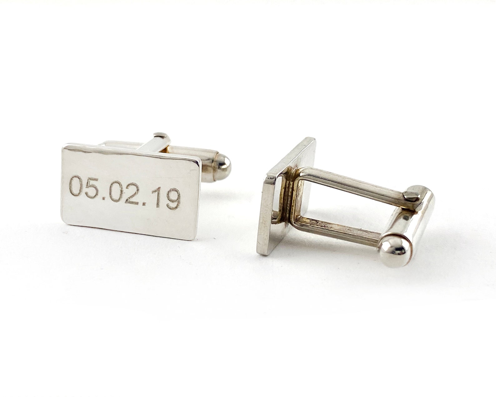 Sterling Silver Wedding Date Cufflinks Custom Cuff Links Engraved ...