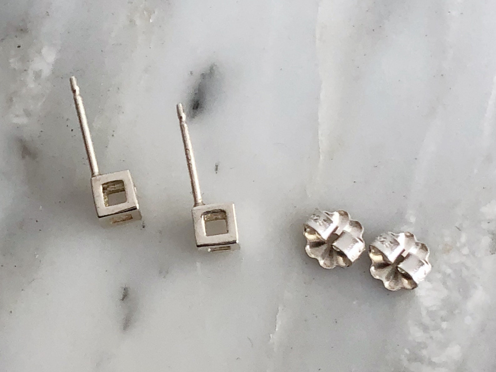 Tiny Sterling Silver Cube Earrings 3D Cube Stud Earrings - Etsy