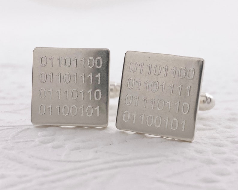 Sterling Silver LOVE Binary Code Cufflinks Gifts for Techies - Etsy