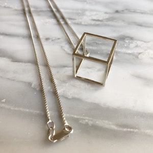 3D Cube Necklace Cube Pendant 3D Designed Necklace 3D Printed Necklace ...