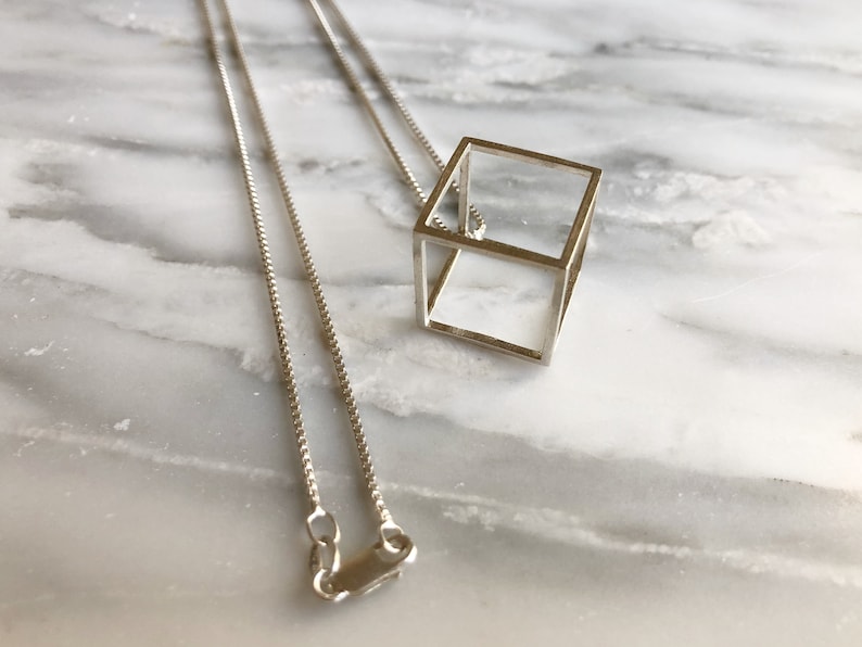 3D Cube Necklace Cube Pendant 3D Designed Necklace 3D | Etsy