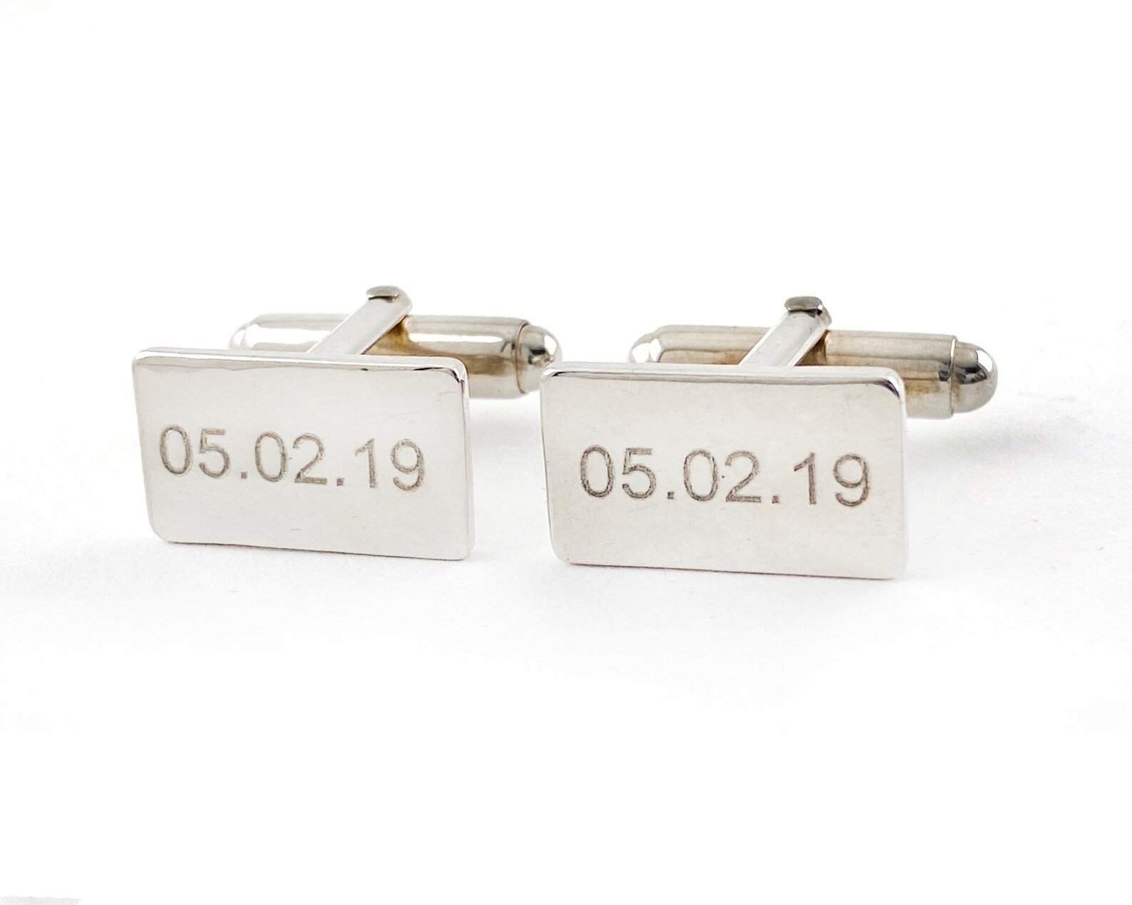 Sterling Silver Wedding Date Cufflinks Custom Cuff Links Engraved ...