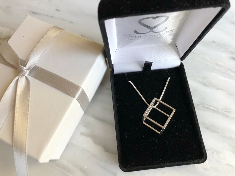 3D Cube Necklace Cube Pendant 3D Designed Necklace 3D | Etsy
