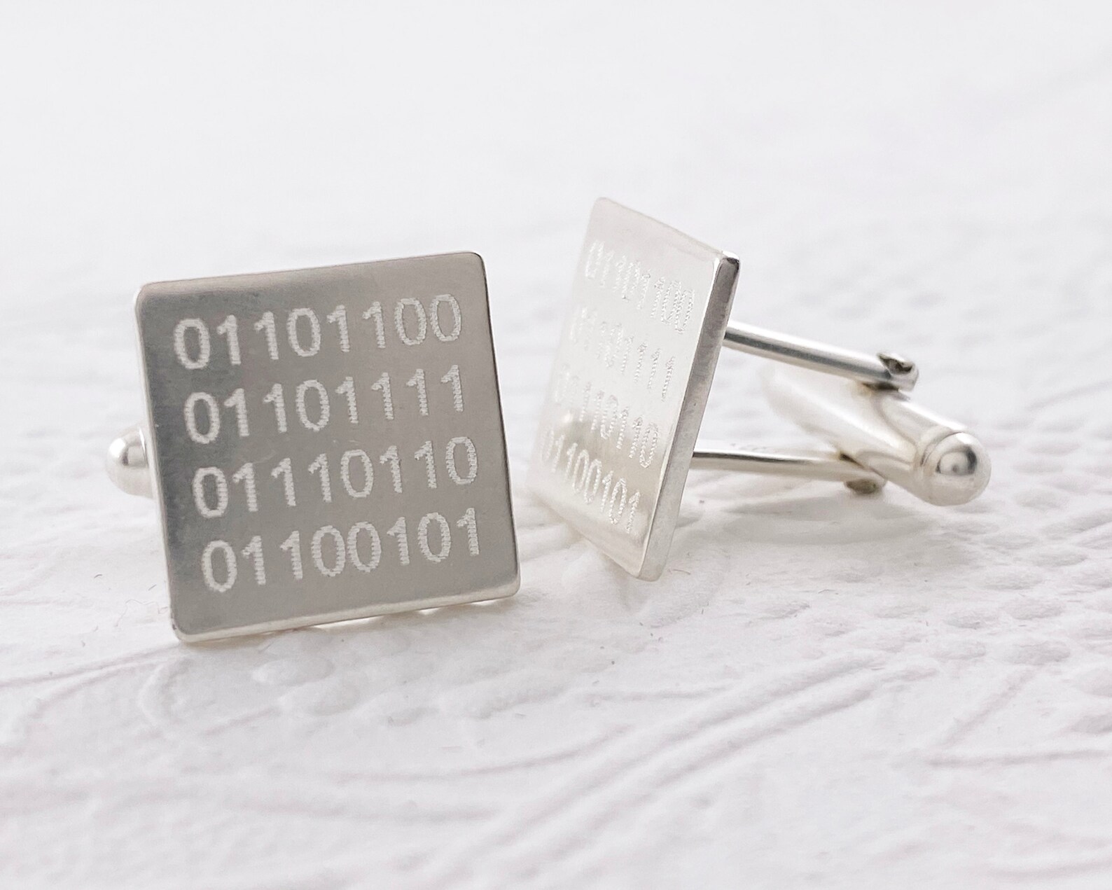 Sterling Silver LOVE Binary Code Cufflinks Gifts for Techies - Etsy