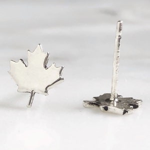 Maple Leaf Stud Earrings, Maple Leaf Jewelry, Sterling Silver Maple Leaf Earrings, Canada Day ...