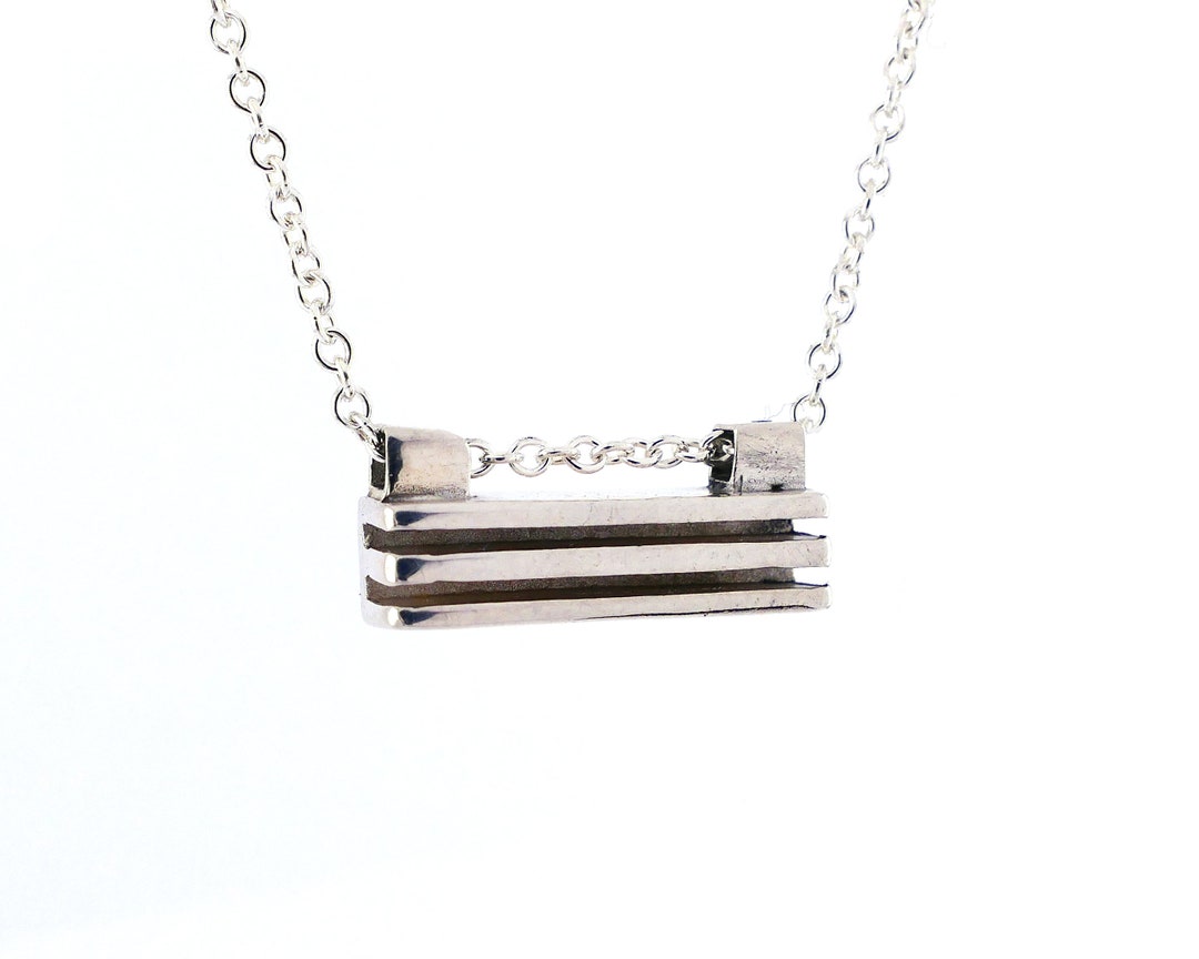 Sterling Silver Modern Contemporary Horizontal Bar Pendant Minimalist ...