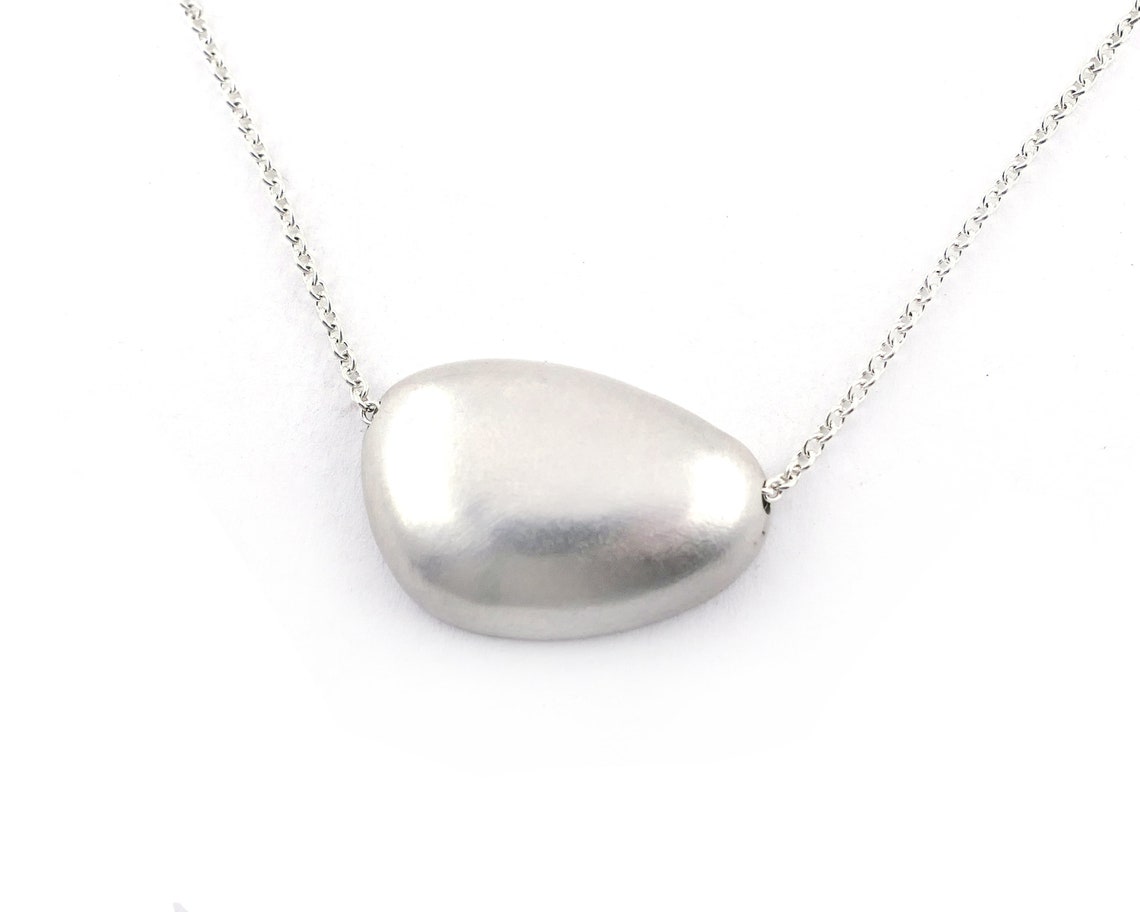 Beach Pebble Necklace in Sterling Silver Inspired by Nature Stone ...
