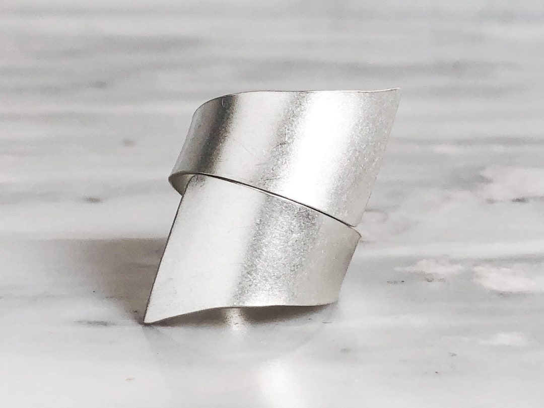 Sterling Silver Wrapped Ring, Adjustable Ring, Wide Wrap Ring ...