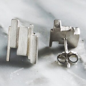 Abstract Studs Contemporary Sterling Silver Studs Basalt Column Studs ...