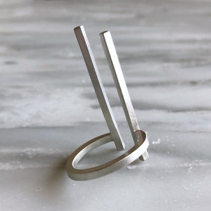 Sterling Silver Adjustable Bar Ring Open Ring Two Bar Ring Double Bar ...