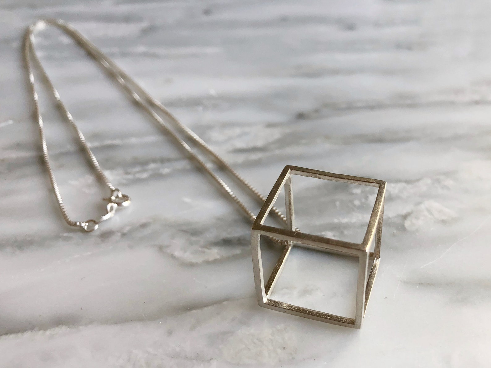 3D Cube Necklace Cube Pendant 3D Designed Necklace 3D Printed Necklace ...
