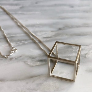 3D Cube Necklace Cube Pendant 3D Designed Necklace 3D Printed Necklace ...