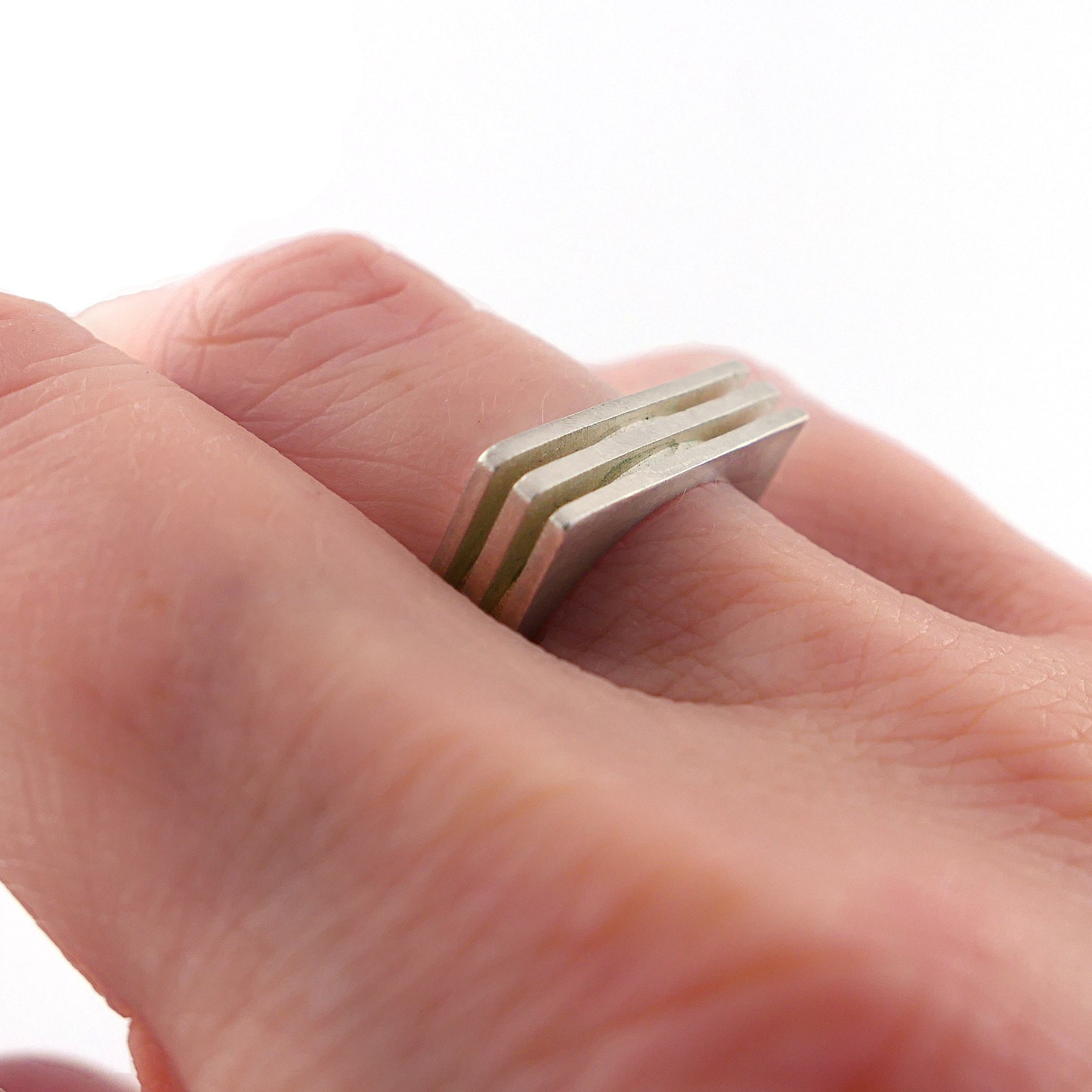 Square Cut Out Minimalist Modern Ring in Sterling Silver Architectural ...
